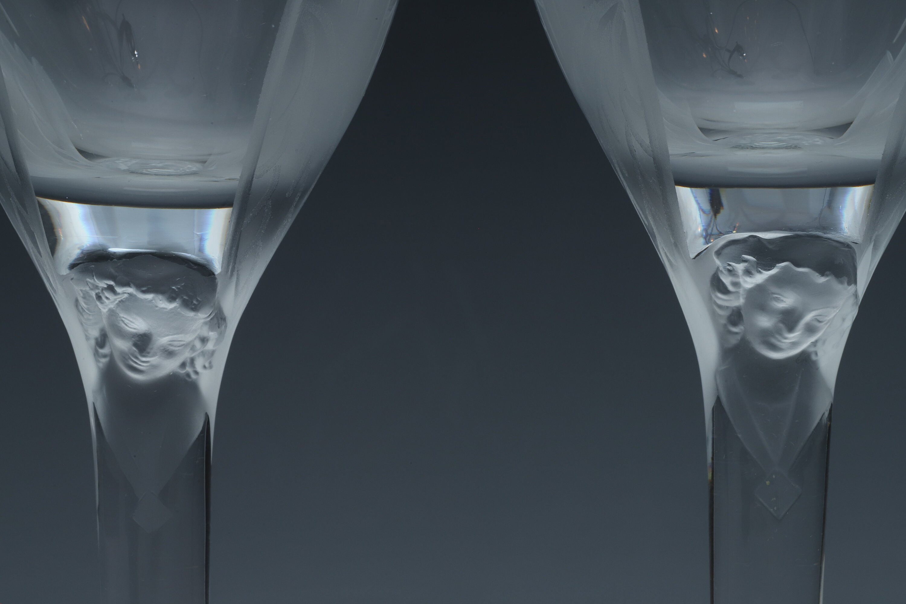 Lalique Champagne Flutes With Angel Face and Wings Pair - Etsy