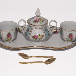 Apulum Fine Porcelain Tea Set with Tray Sugar Bowl 2 Tea | Etsy