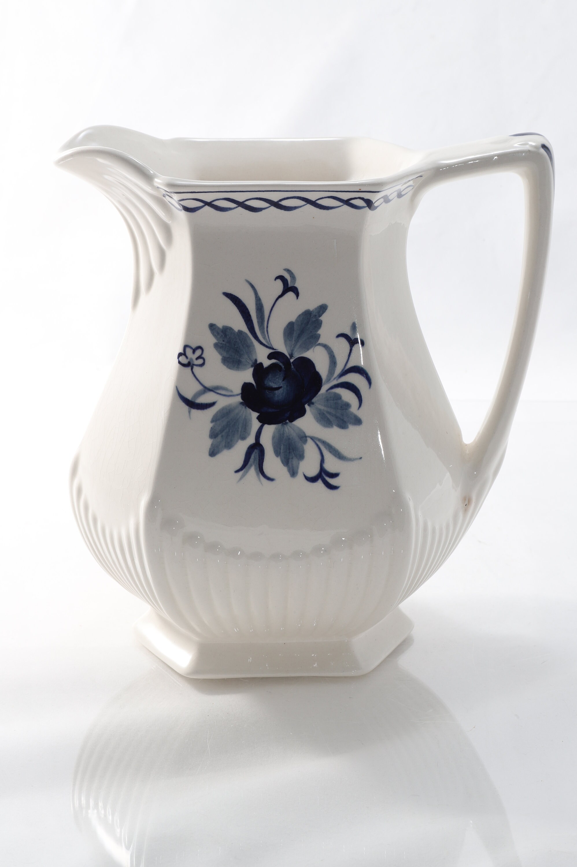 Baltic Blue Pitcher by Adams China White-ivory 7 Inch 32 Ounce - Etsy