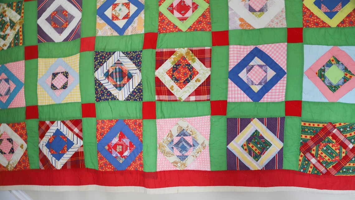 Beautiful Hand Stitched Vibrant Multi Color Quilt With - Etsy