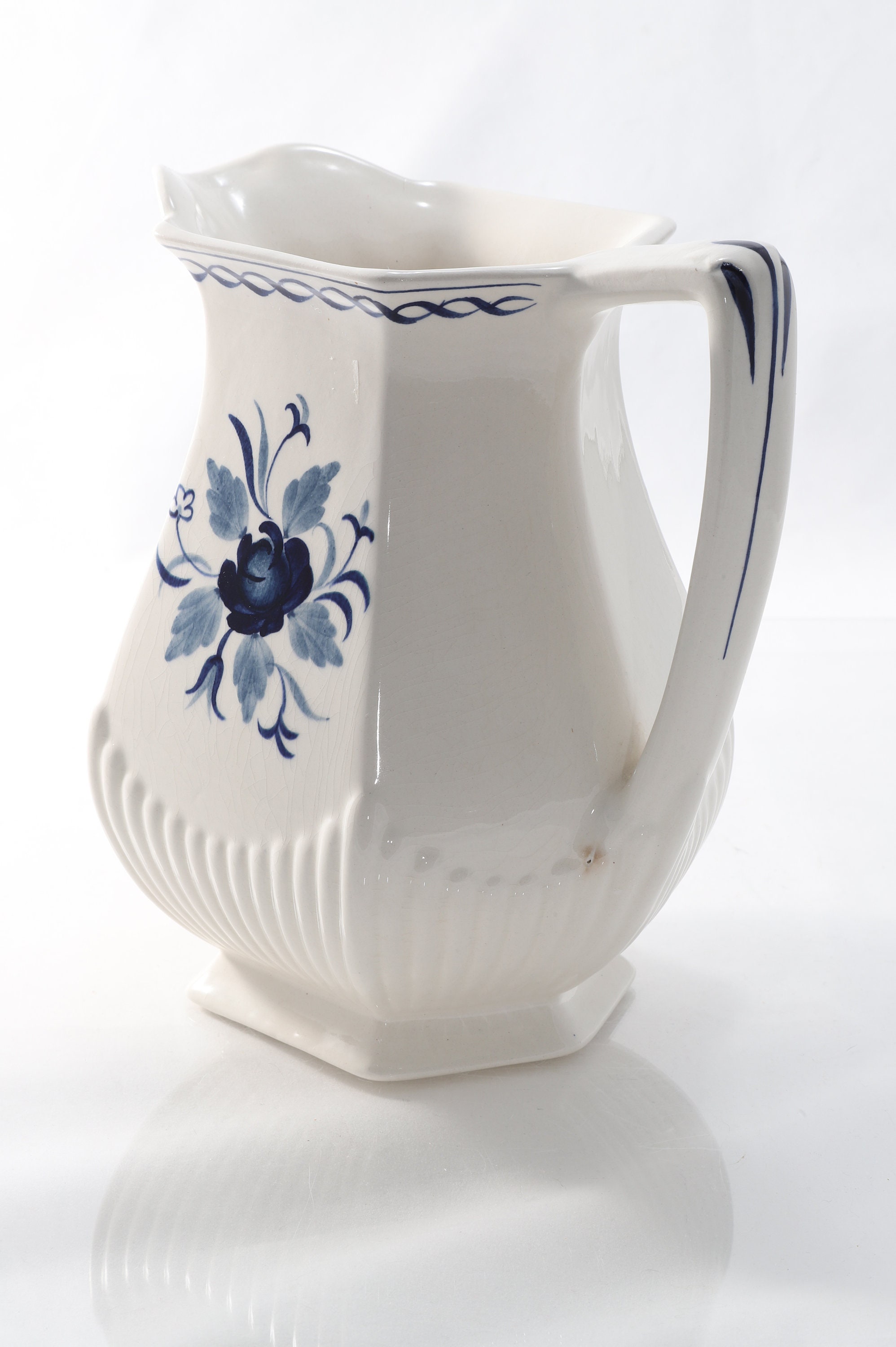 Baltic Blue Pitcher by Adams China White-ivory 7 Inch 32 Ounce - Etsy