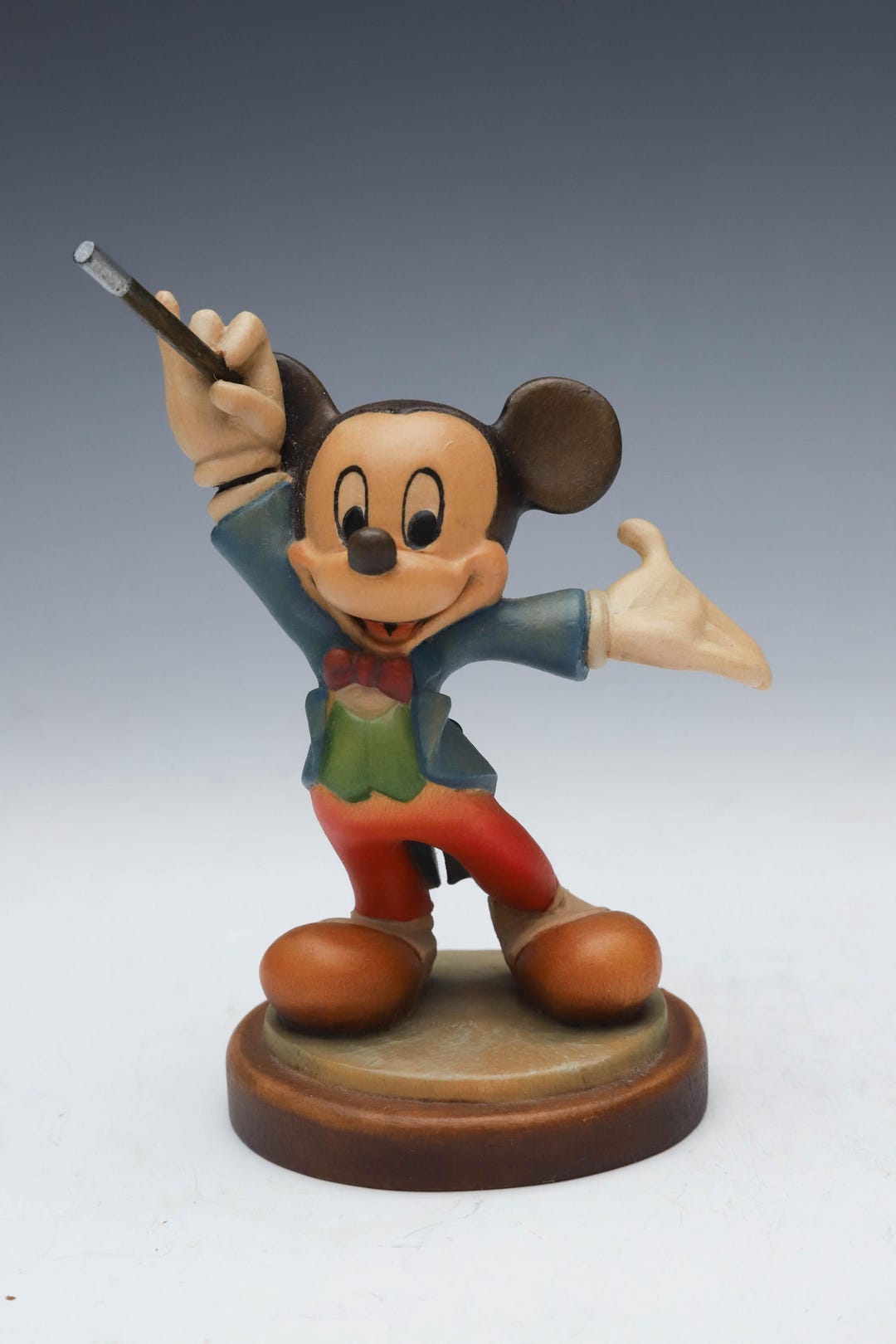 Vintage Mickey Mouse Maestro Anri Wooden Carved Figurine 4-1/2 Tall - Etsy