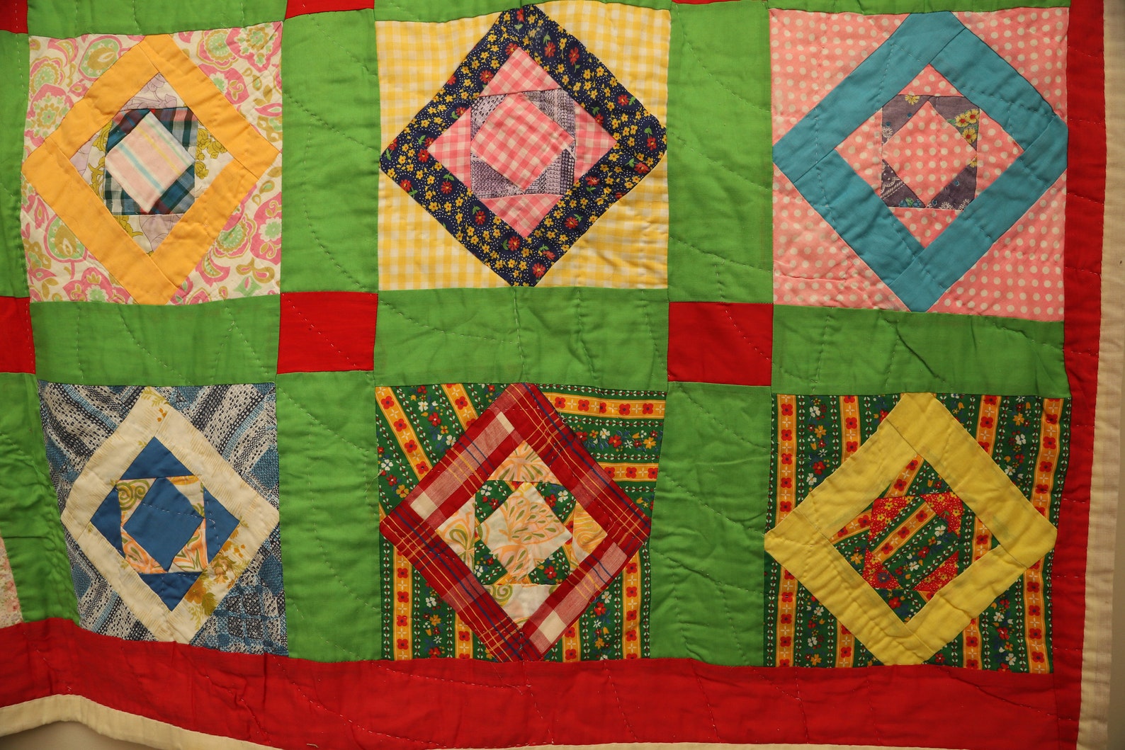 Beautiful Hand Stitched Vibrant Multi Color Quilt With - Etsy