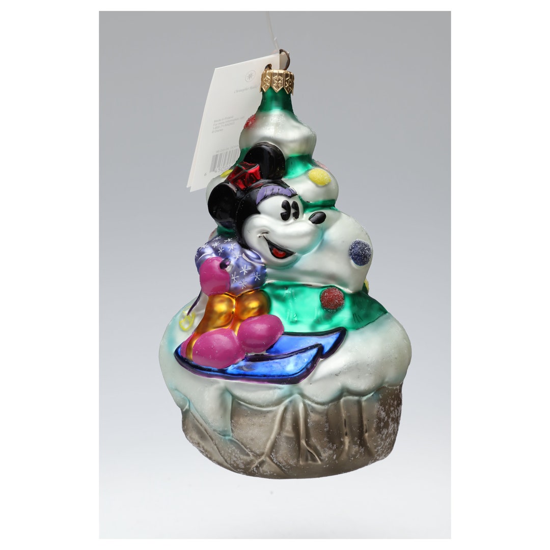 Christopher Radko Downhill Minnie Glass Christmas Ornament Disney With ...