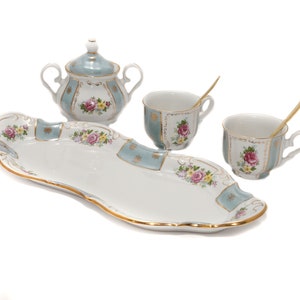 Apulum Fine Porcelain Tea Set with Tray Sugar Bowl 2 Tea | Etsy