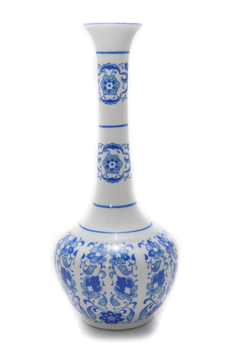 Turkish Vase Kutahya Porselen Blue and White With Presentation | Etsy