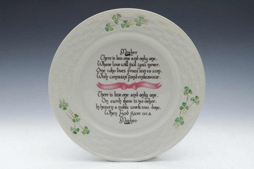 Belleek Mother Blessing Plate Basket Weave With Shamrock Ireland - Etsy