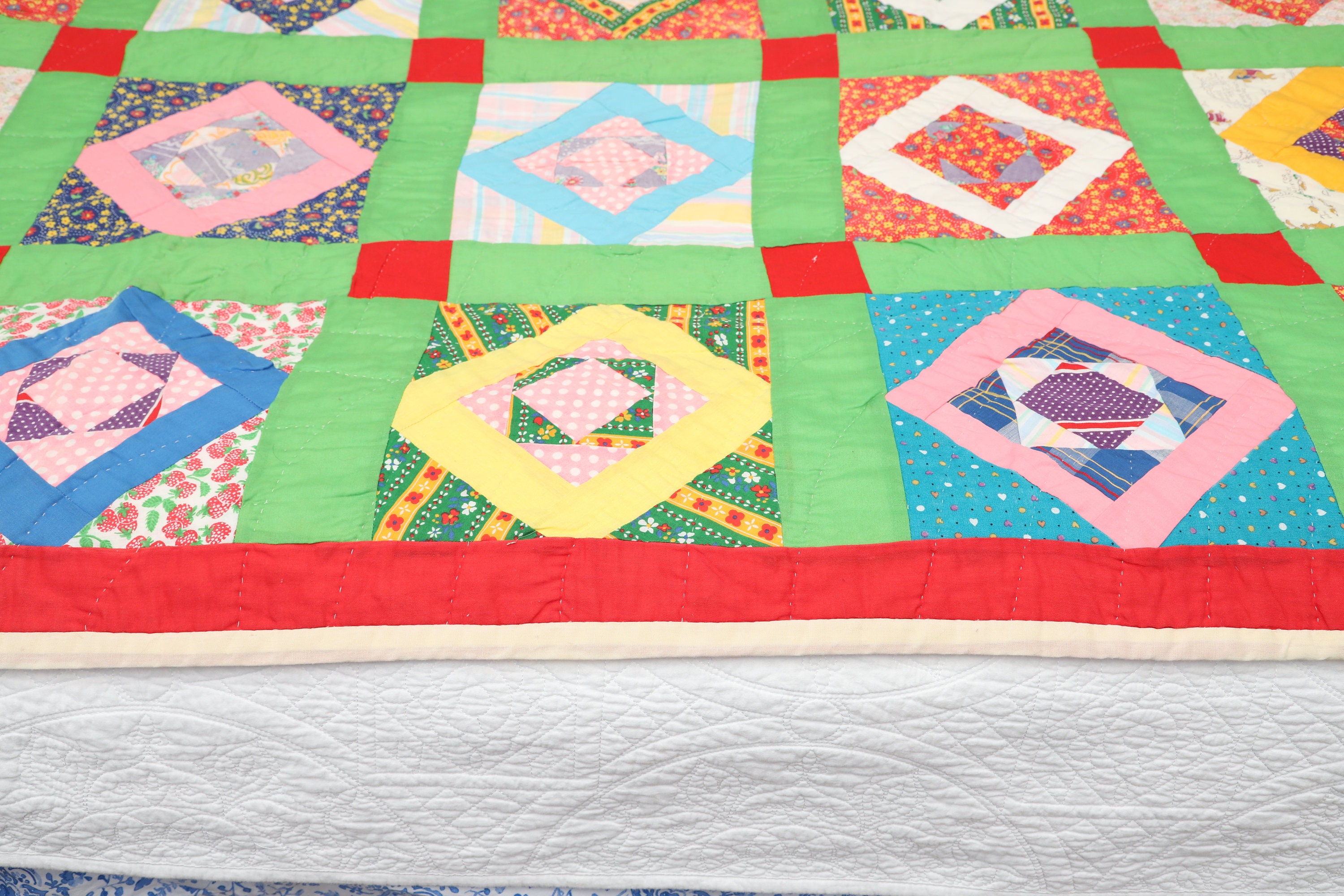 Beautiful Hand Stitched Vibrant Multi Color Quilt With | Etsy