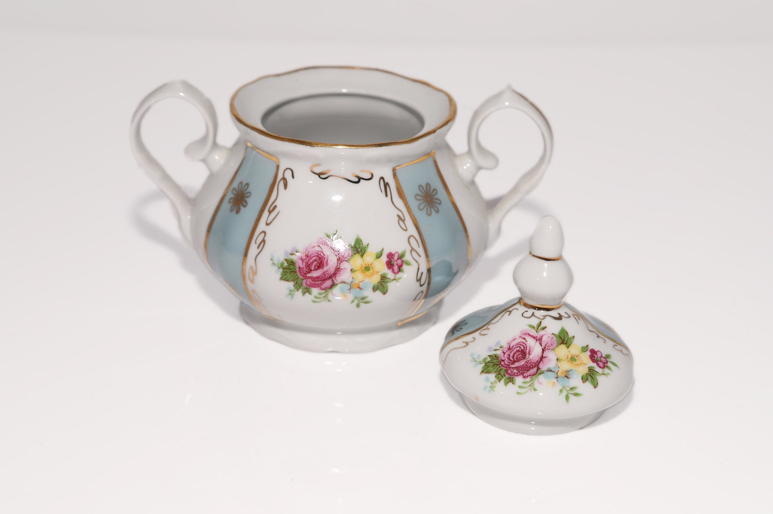 Apulum Fine Porcelain Tea Set with Tray Sugar Bowl 2 Tea | Etsy