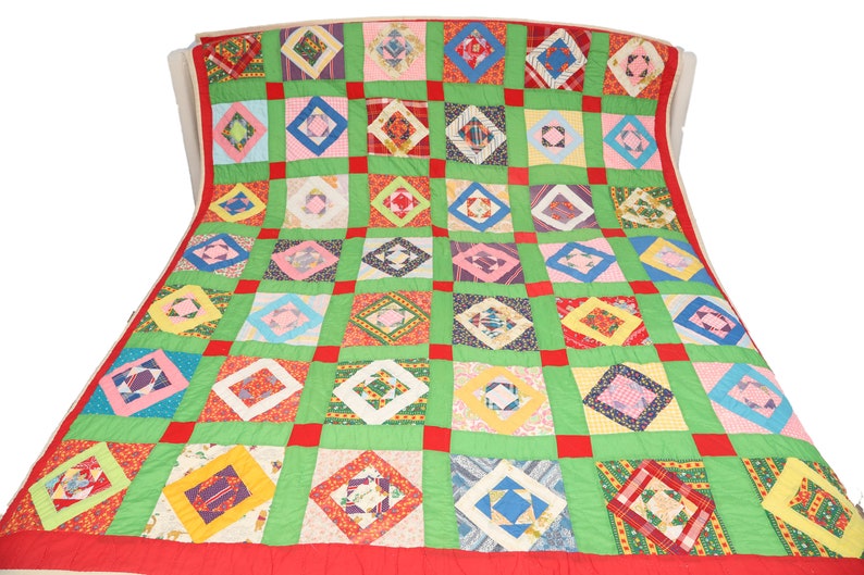 Beautiful Hand Stitched Vibrant Multi Color Quilt With - Etsy