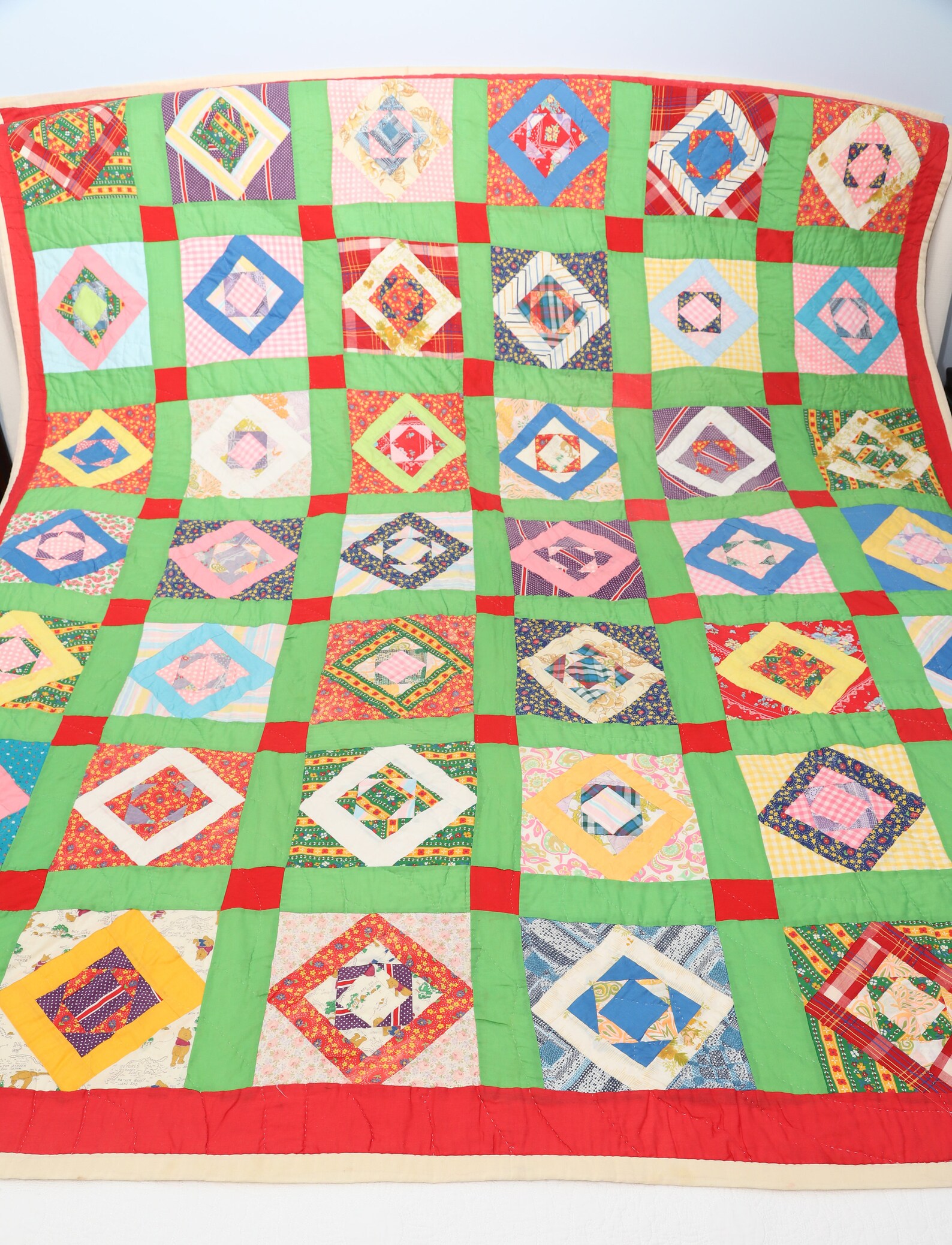 Beautiful Hand Stitched Vibrant Multi Color Quilt With - Etsy