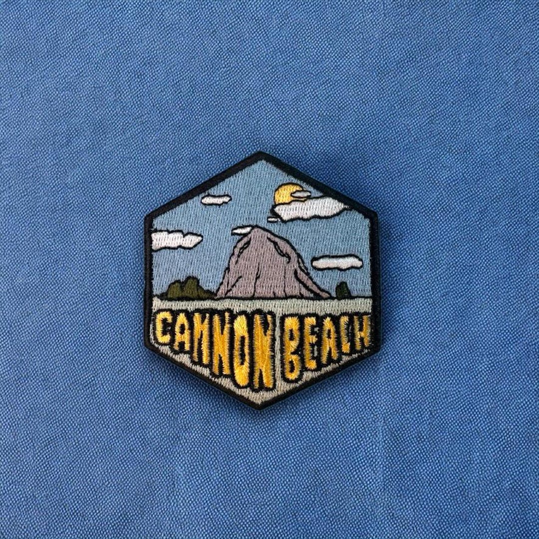 Cannon Beach, Oregon- Embroidered Hexagon Patch | Iron on Backing - Etsy