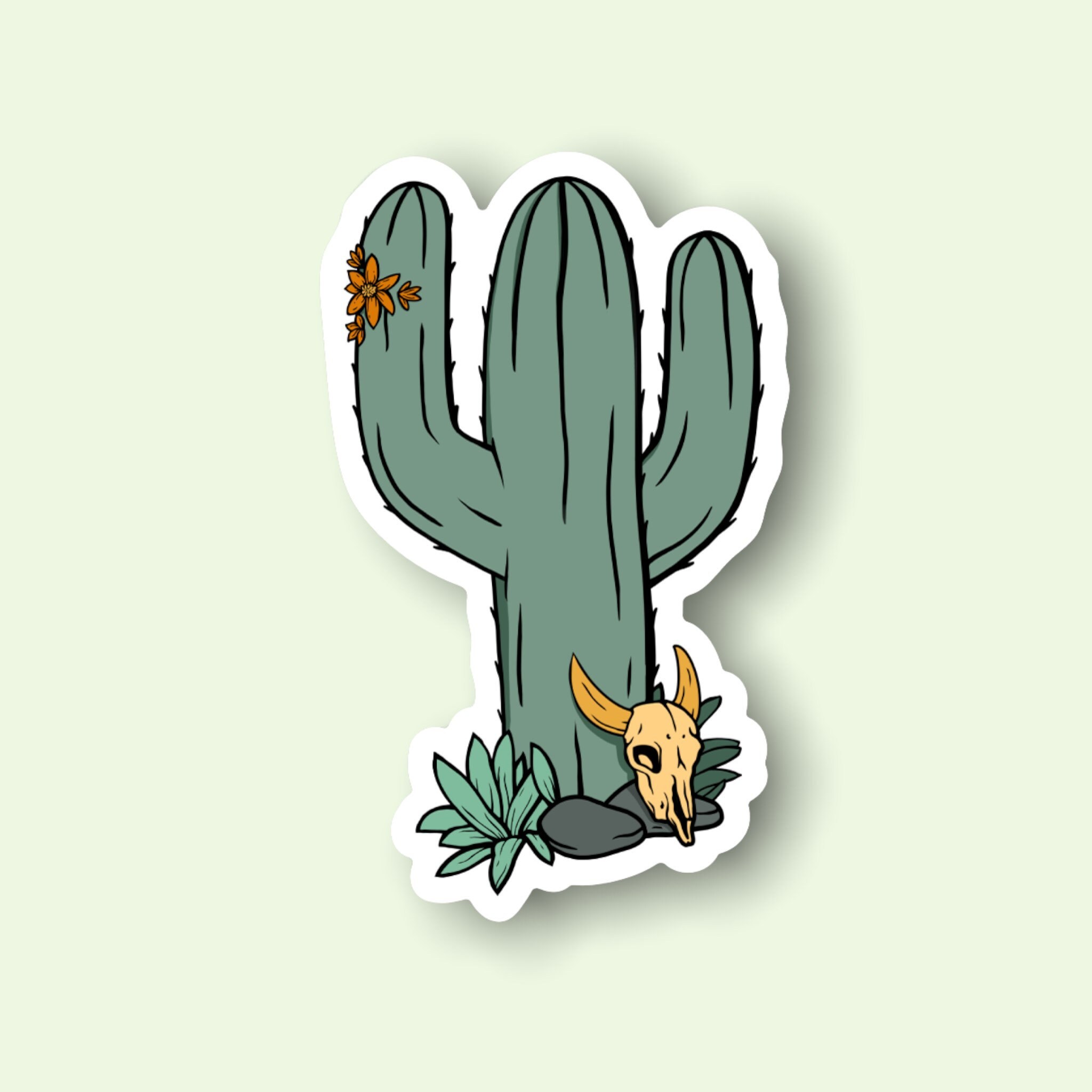 Desert Cactus Waterproof Sticker | Etsy