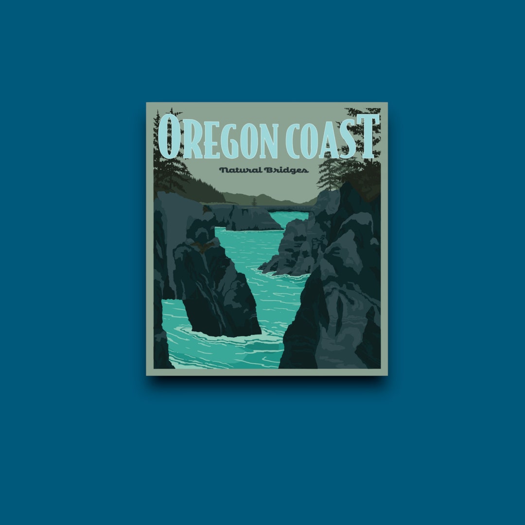 Oregon Coast, Natural Bridges- Poster Sticker | Waterproof Sticker - Etsy