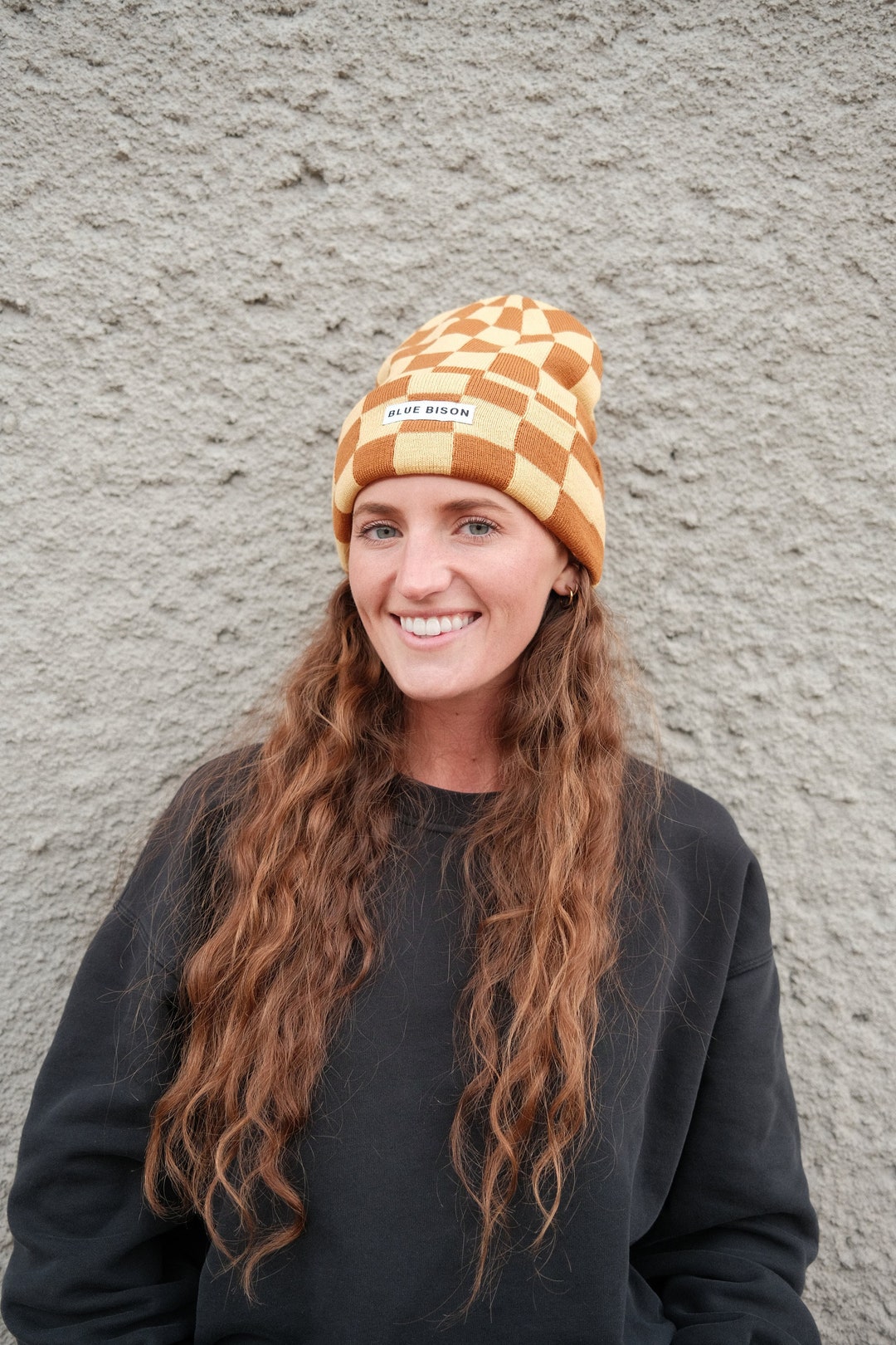 Yellow Checkered Plaid Wool Beanie Ski & Snowboard Winter Cuffed Knit ...