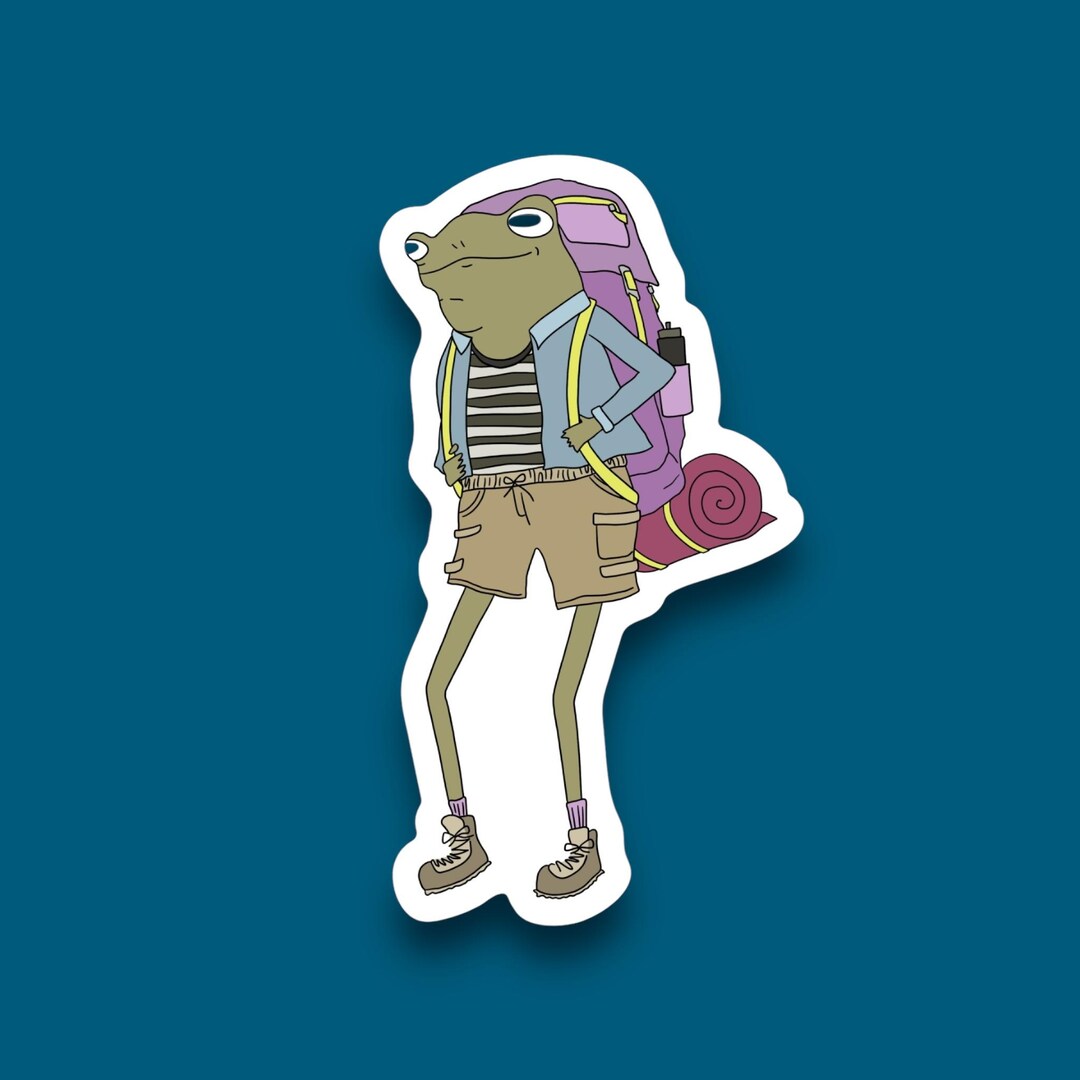 Backpacker Frog Waterproof Sticker - Etsy
