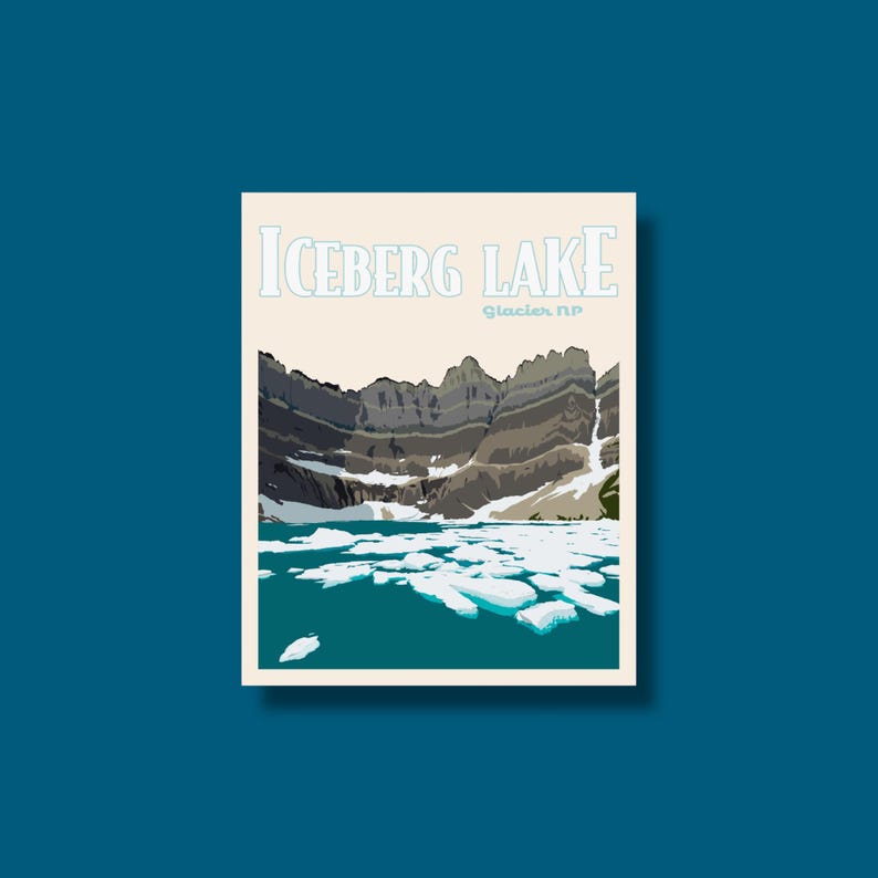 Iceberg Lake Poster Sticker | Waterproof Sticker - Etsy