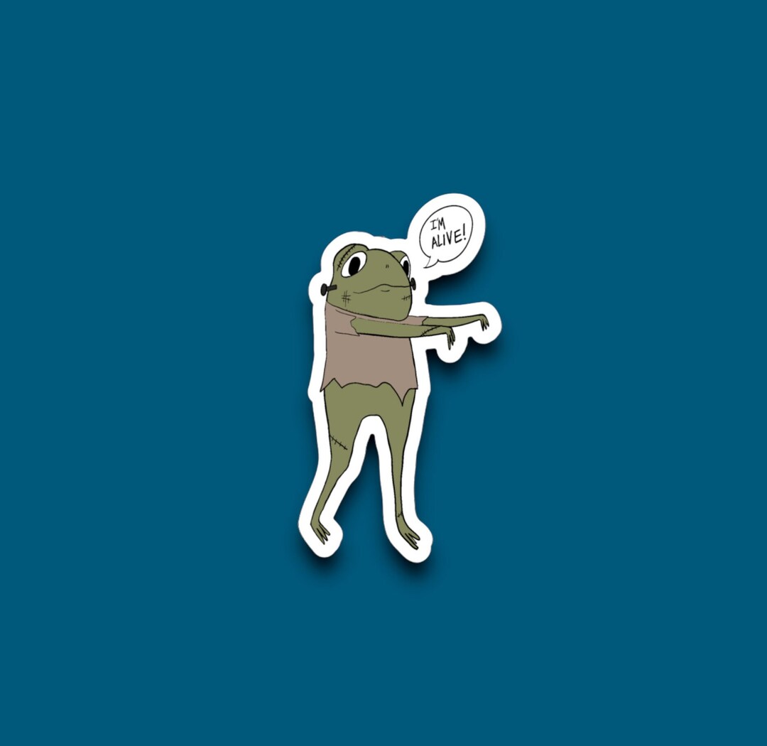 Frankenstein Frog Halloween Waterproof Sticker - Etsy