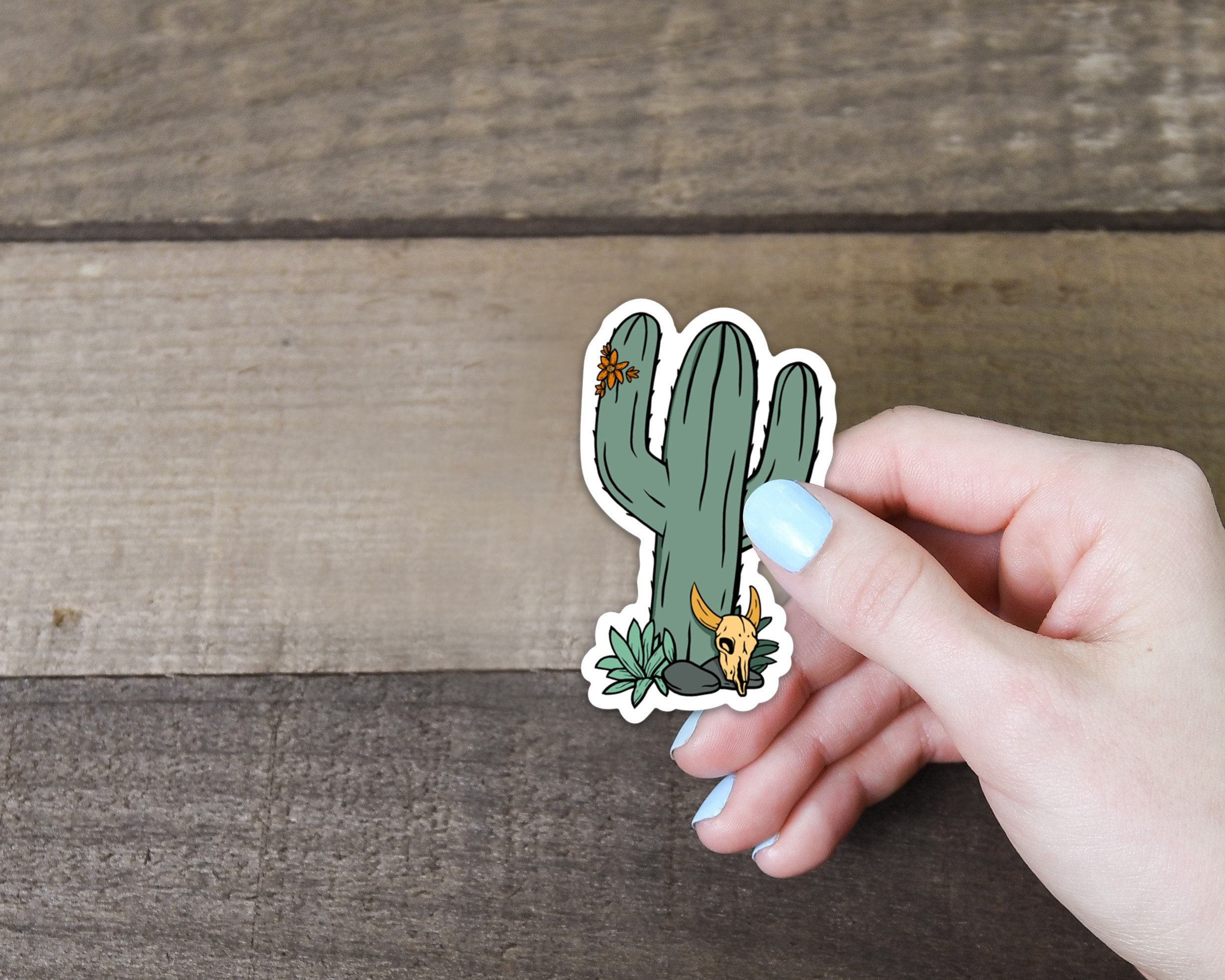 Desert Cactus Waterproof Sticker | Etsy