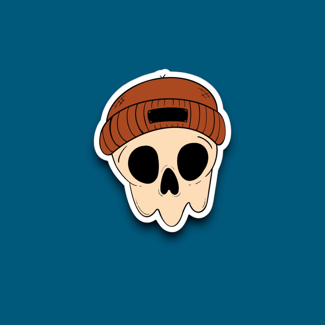 Beanie Skull Sticker | Waterproof Sticker - Etsy