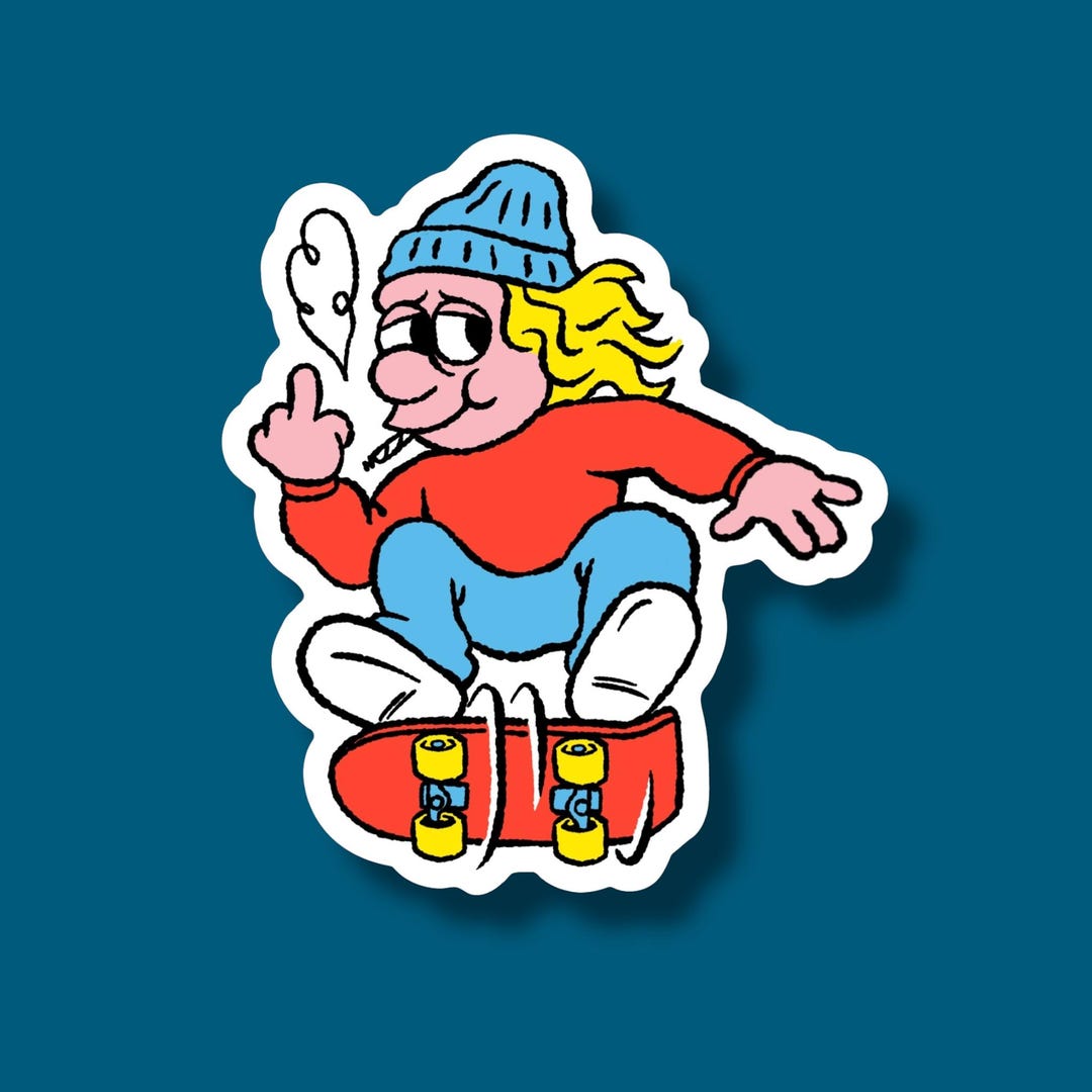 Skater Bum Sticker | Waterproof Sticker - Etsy