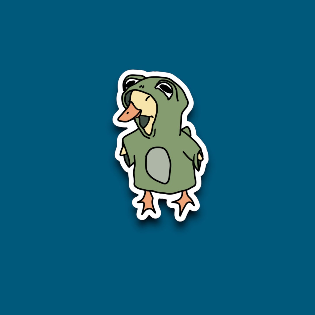 Duck Dressed as a Frog Sticker, Waterproof, Weatherproof, Vinyl Sticker ...