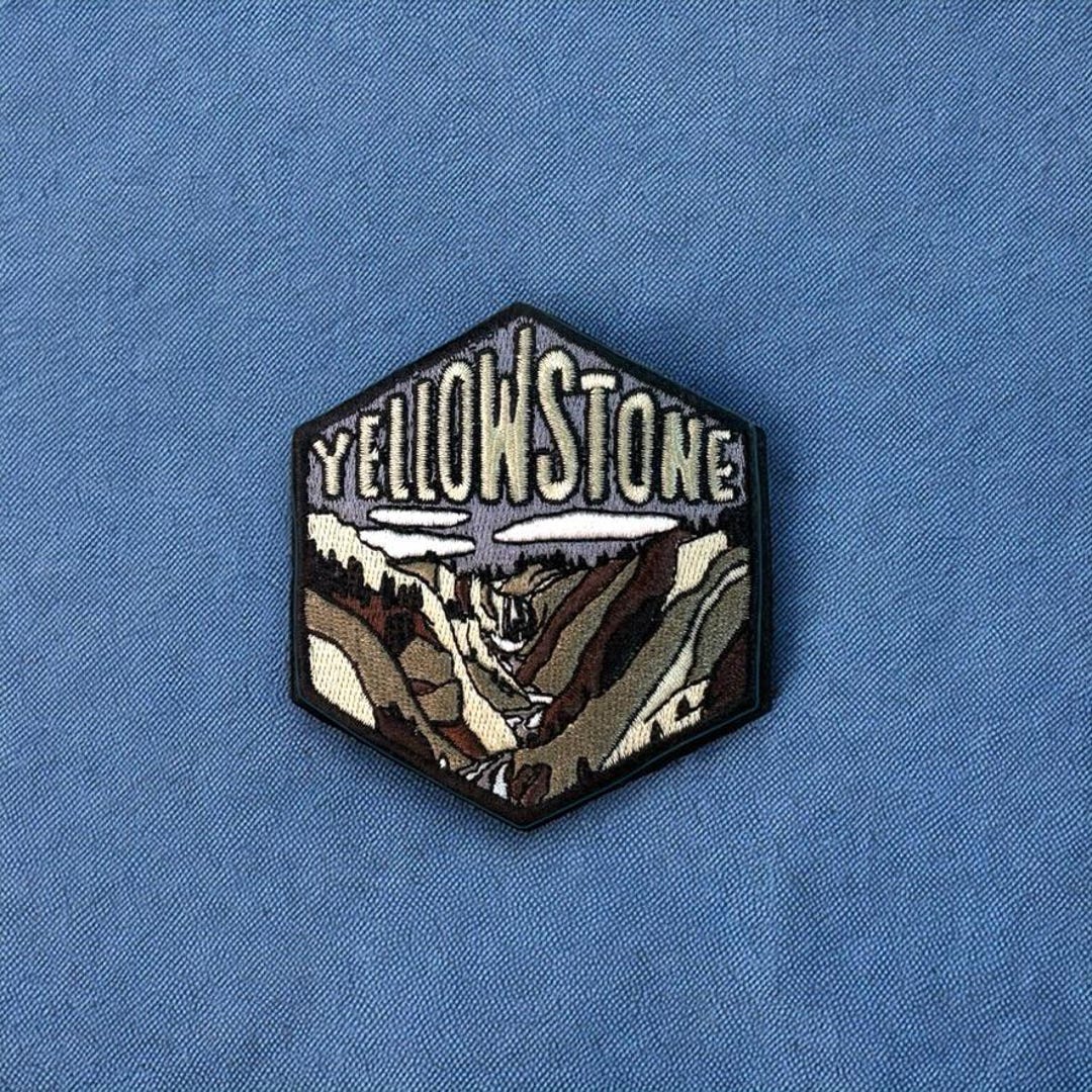 Yellowstone National Park, Wyoming- Embroidered Hexagon Patch | Iron on ...