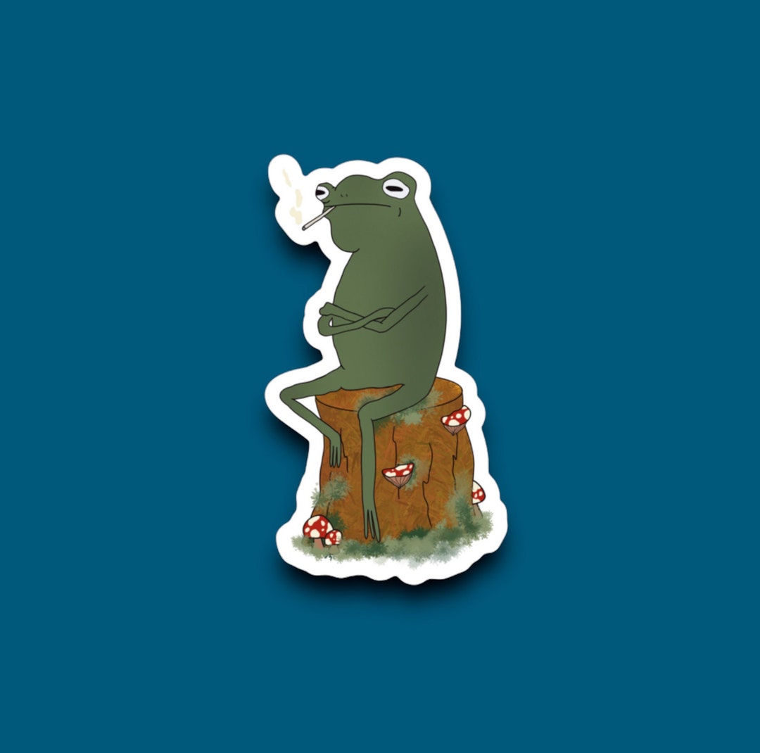 Smokin' on A Stump Frog Waterproof & Weatherproof Vinyl Sticker Decal ...