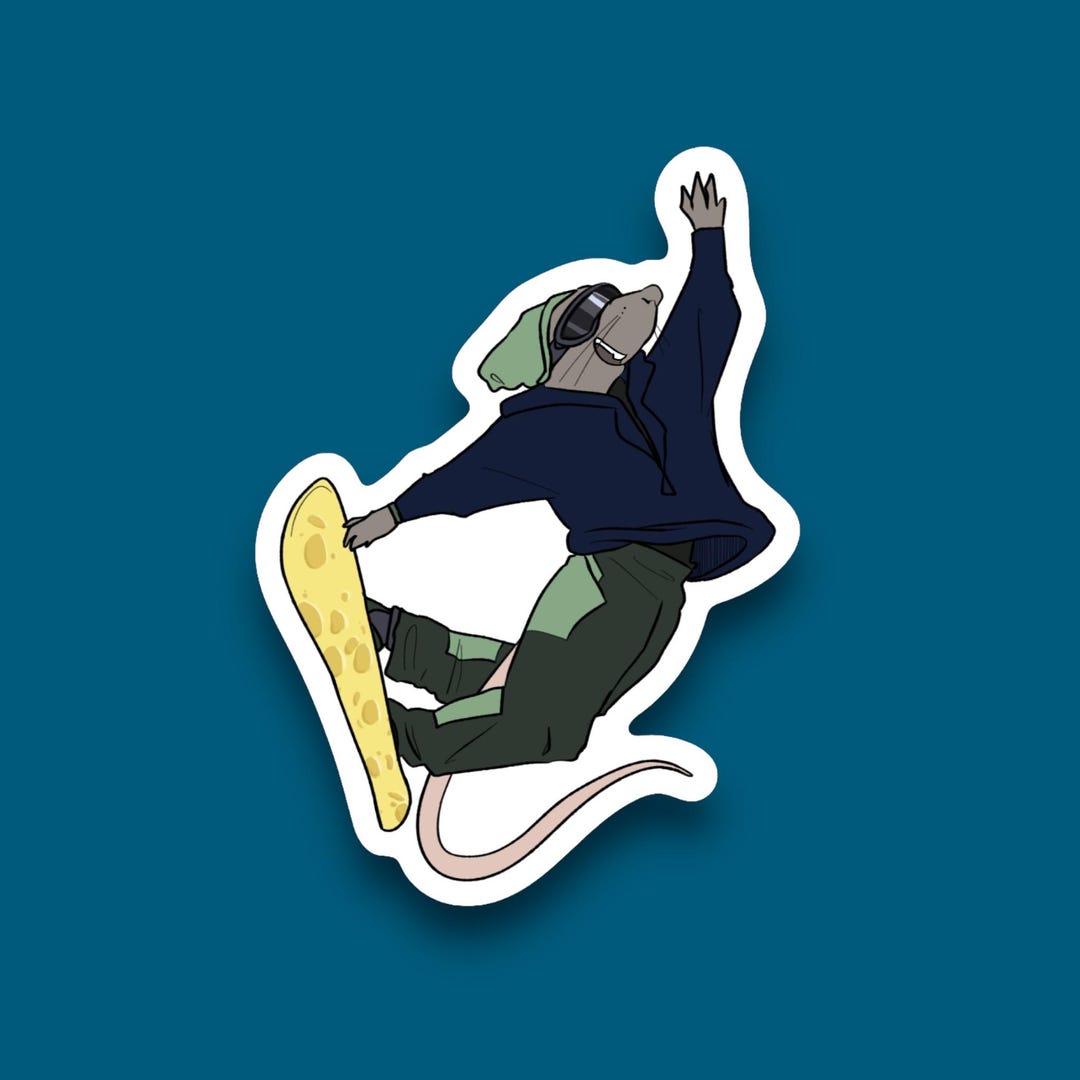 Cheese Snowboard Park Rat Sticker Waterproof & Weatherproof Vinyl ...