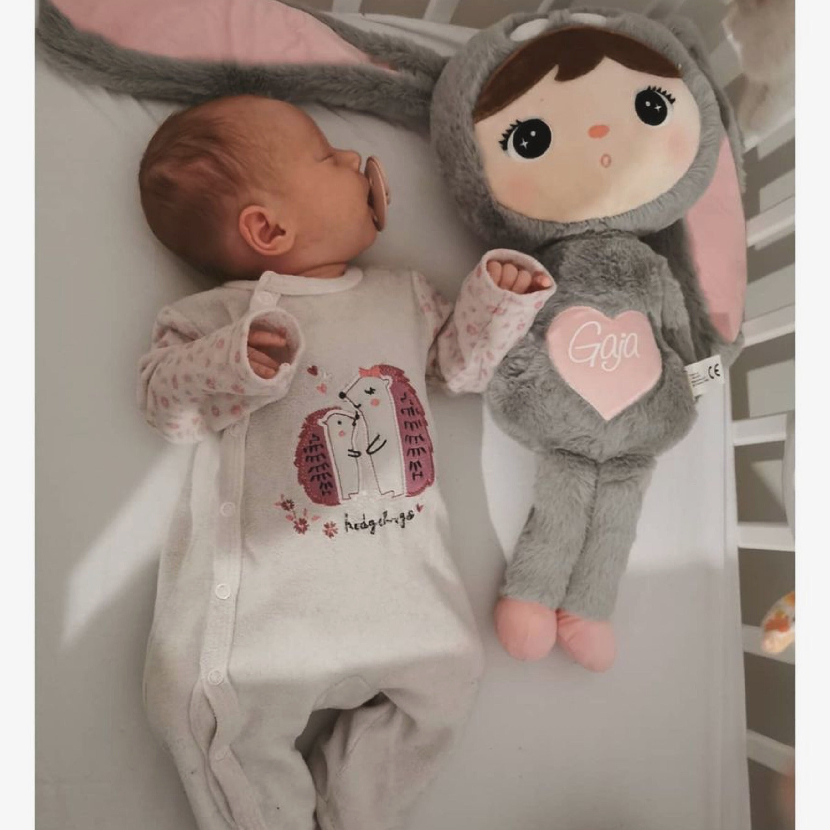 Personalized Metoo Grey/pink Bunny Doll 48cm With Name - Etsy