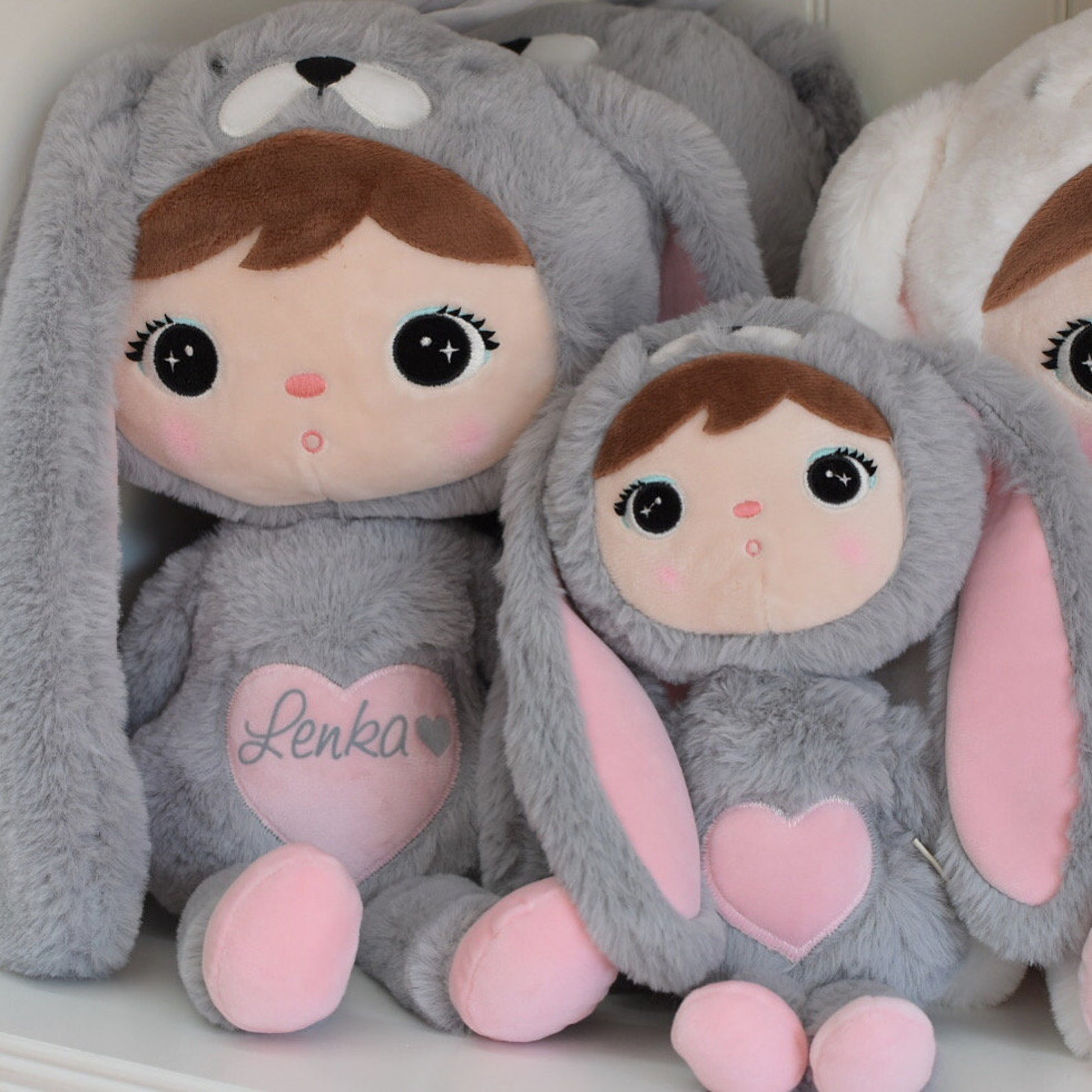 Personalized Metoo Grey/pink Bunny Doll 48cm With Name - Etsy