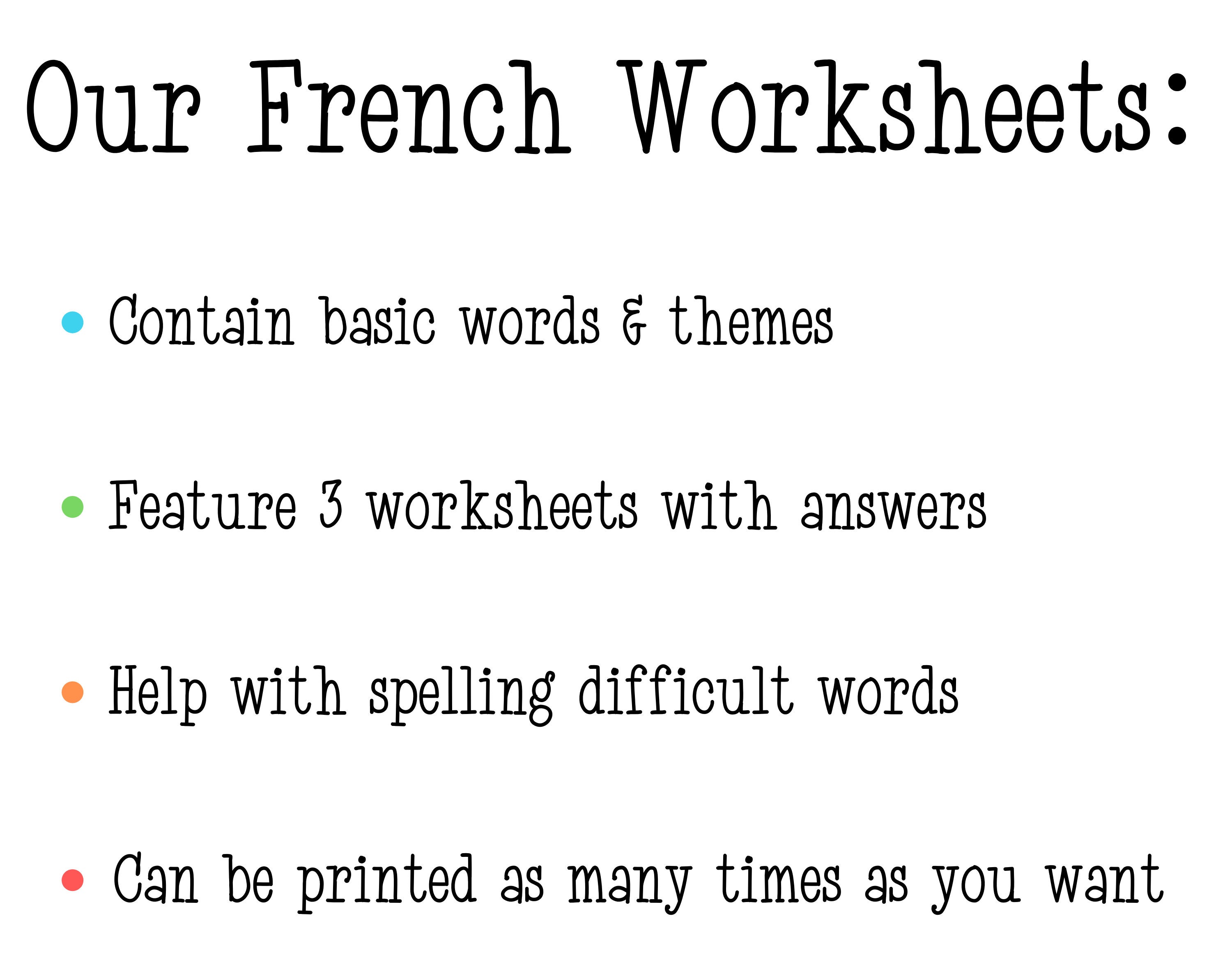 French Language Vocabulary Worksheets, Basic French Word Puzzle ...