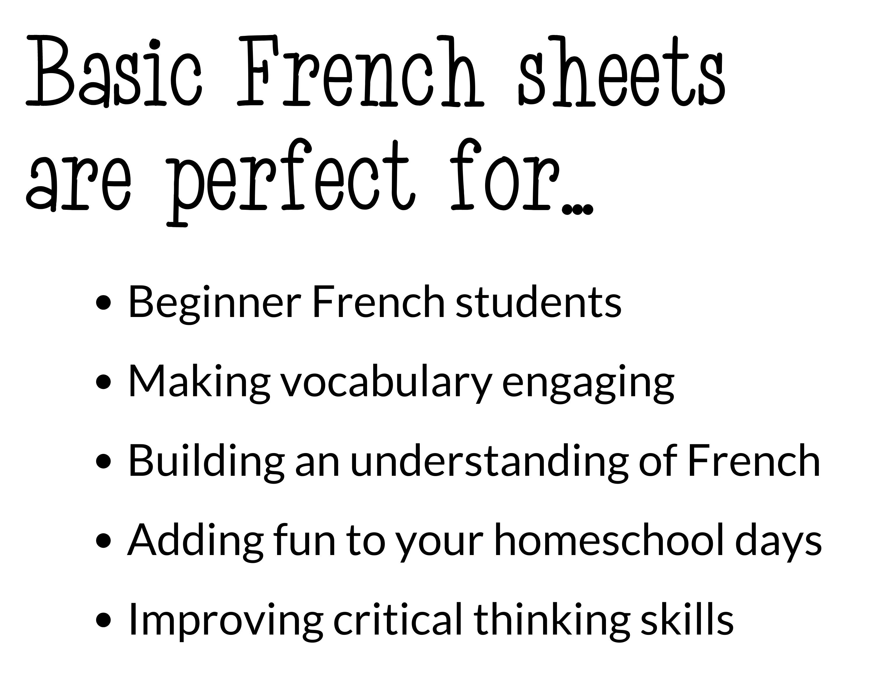 French Language Vocabulary Worksheets, Basic French Word Puzzle ...