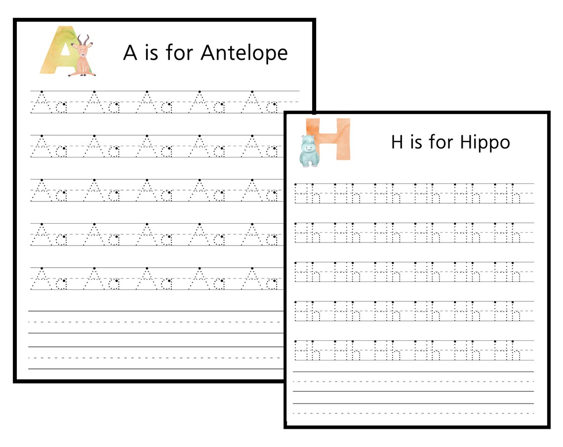 Animal Alphabet Preschool Worksheets, ABC Book Printable for Pre K ...