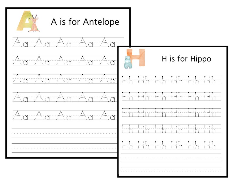 Animal Alphabet Preschool Worksheets, ABC Book Printable for Pre K ...