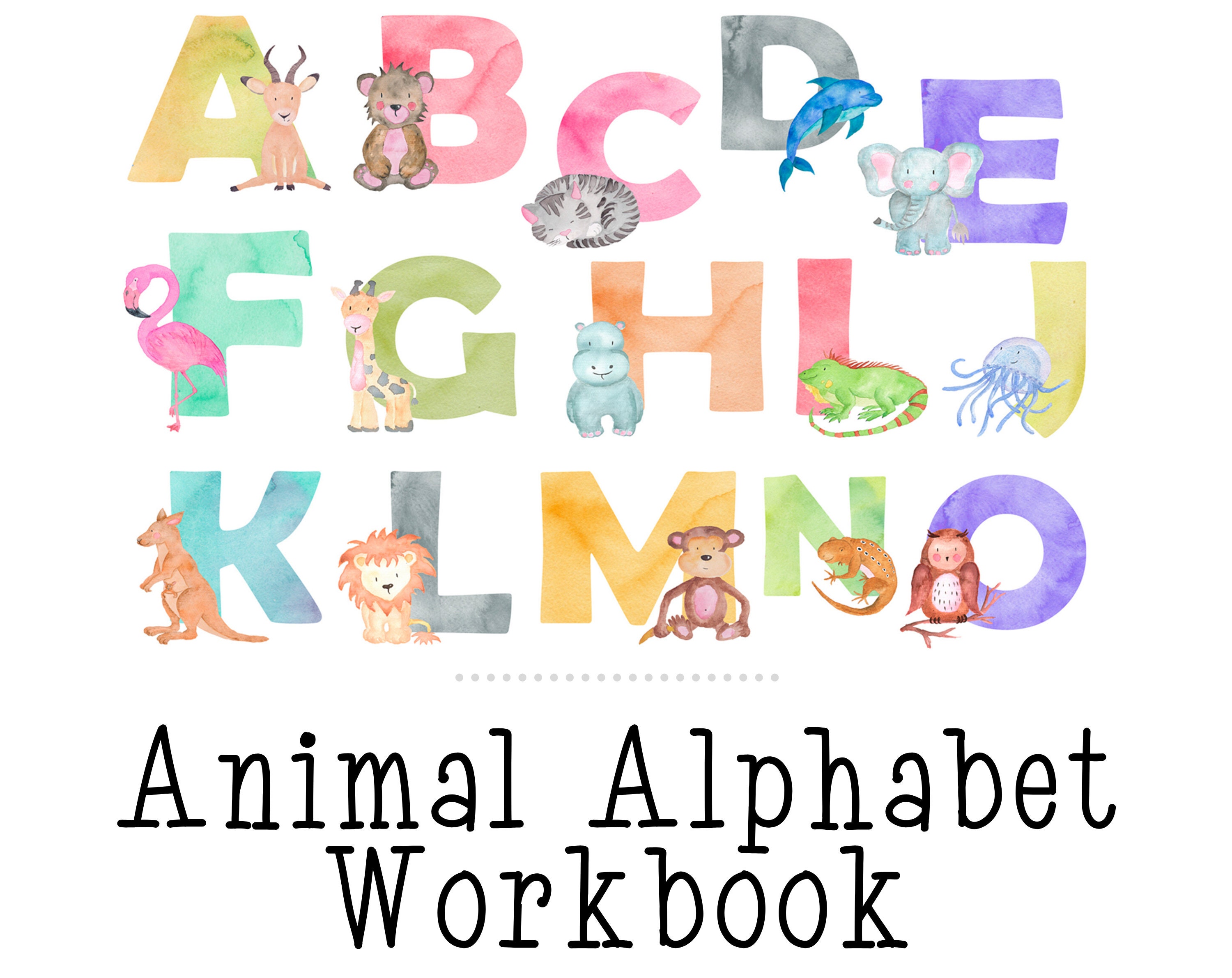 Animal Alphabet Preschool Worksheets, ABC Book Printable for Pre K ...