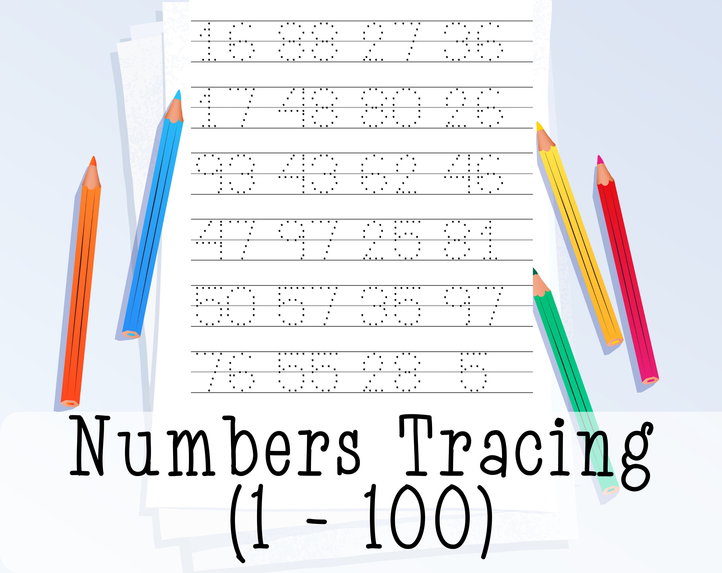 Tracing Sheets for Numbers and Counting, 1-100 Number Writing Practice ...