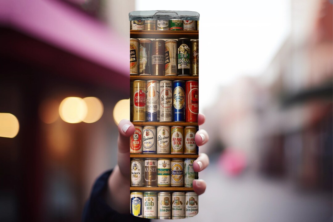 Unique 20oz Giant Beer Can Collage Tumbler With Drinking Straw Digital ...