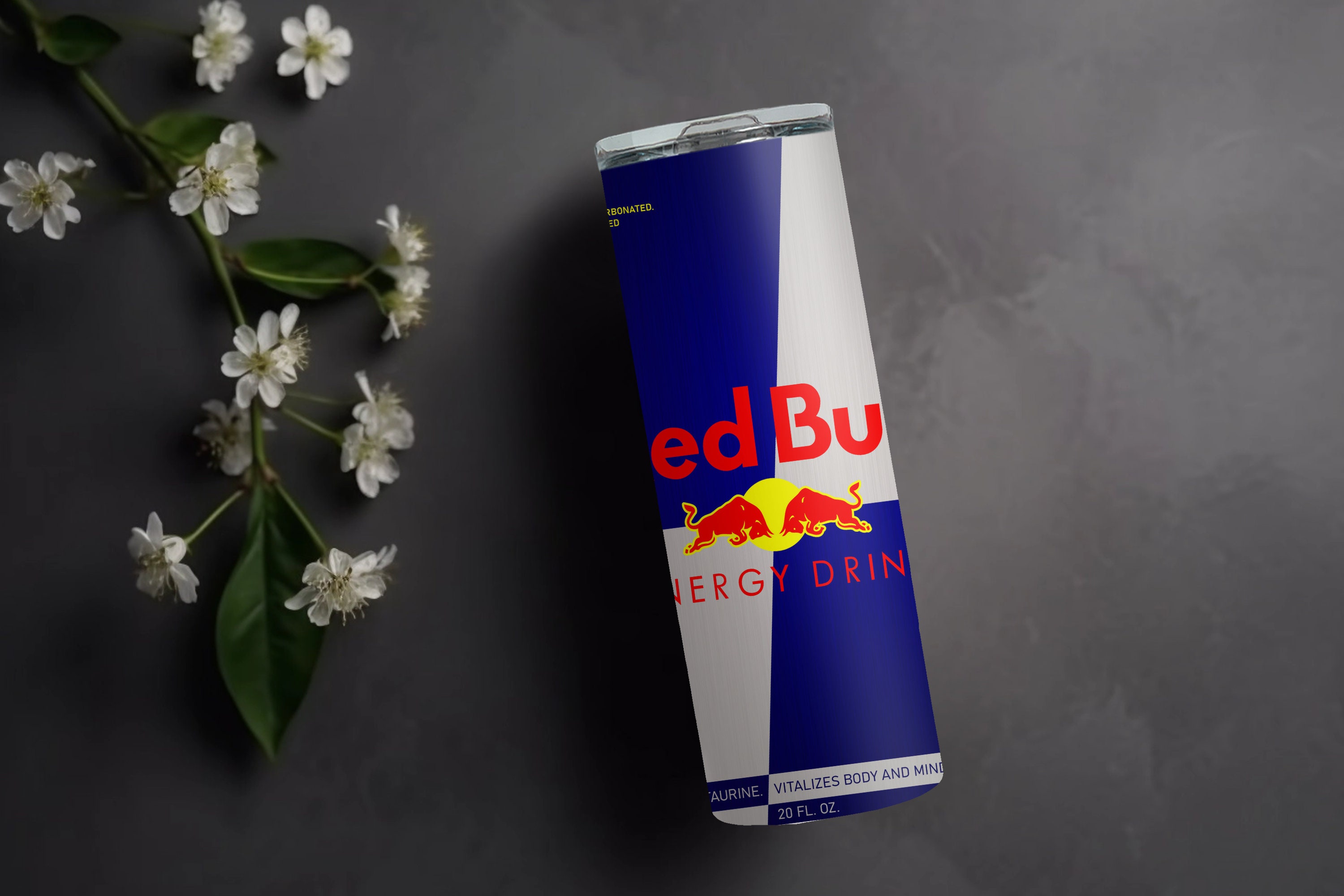Red Bull-inspired Tall Slim Tumbler, 20oz Energy Drink Art Tumbler With ...