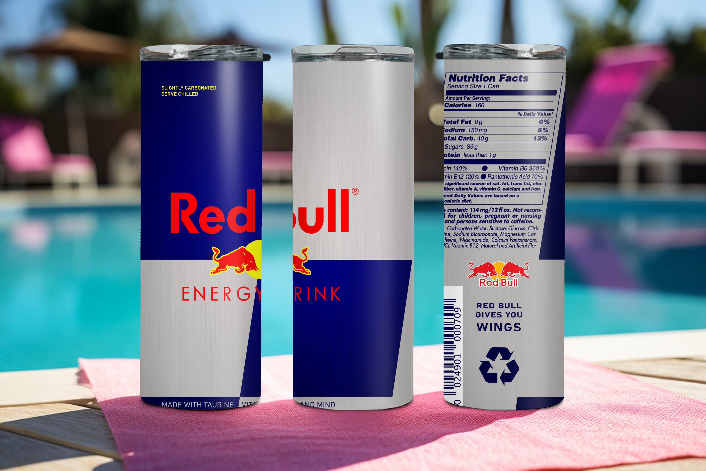 Red Bull-inspired Tall Slim Tumbler, 20oz Energy Drink Art Tumbler With ...