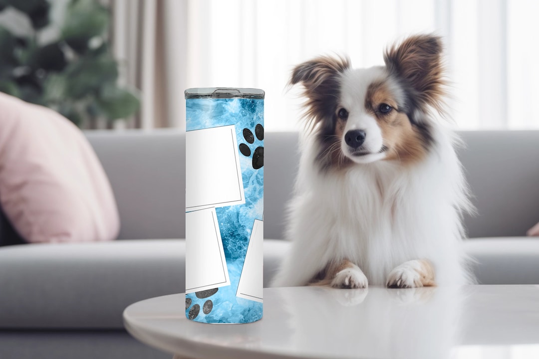 Customizable Blue Marbled 20oz Dog Paw Print Tumbler With Straws and ...