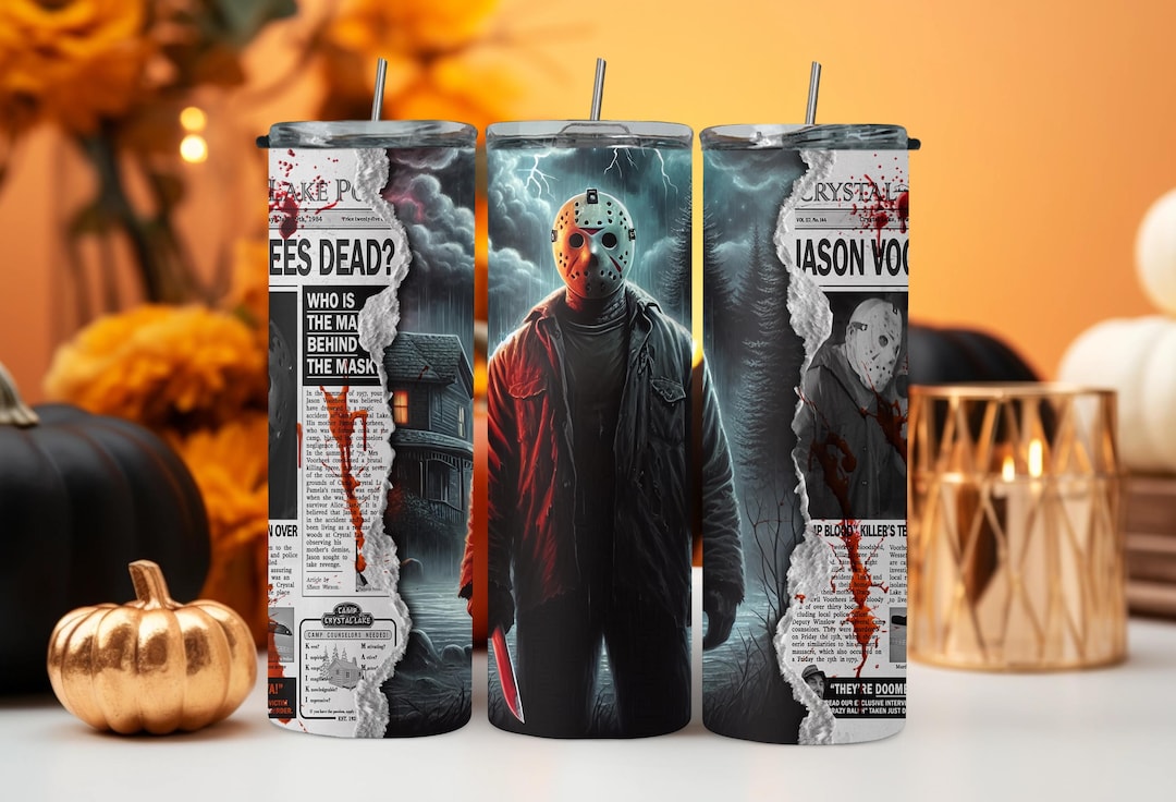 Horror Movie Tumblers - Friday the 13th Stainless Steel Cups With Jason ...