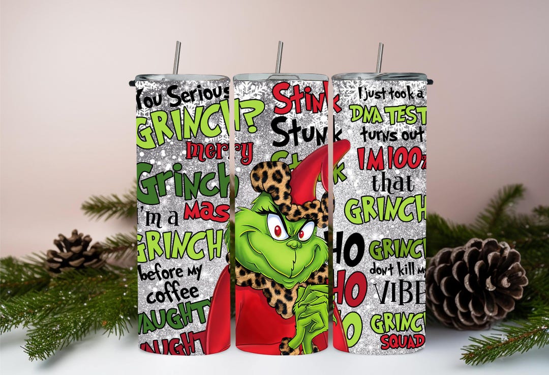 Grinch Christmas 20oz Stainless Steel Tumbler Set With Lid & Straw ...
