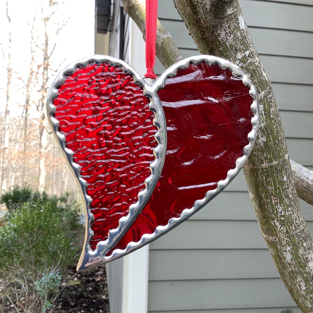Red Stained Glass Heart Suncatcher - Etsy