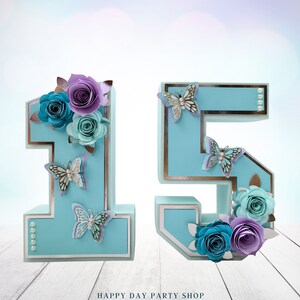 Butterfly Theme Birthday, 3D Butterfly Number, Customized 3D Numbers ...