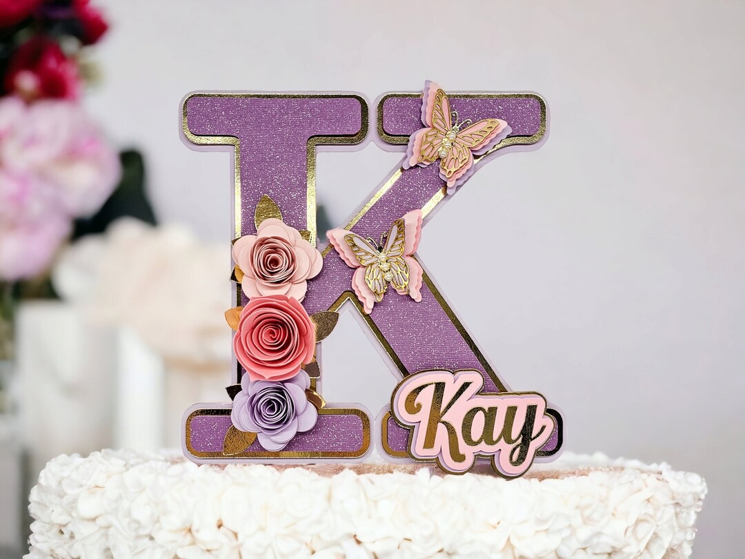 Personalized Butterfly Theme Cake Topper, Floral Birthday Decor - Etsy
