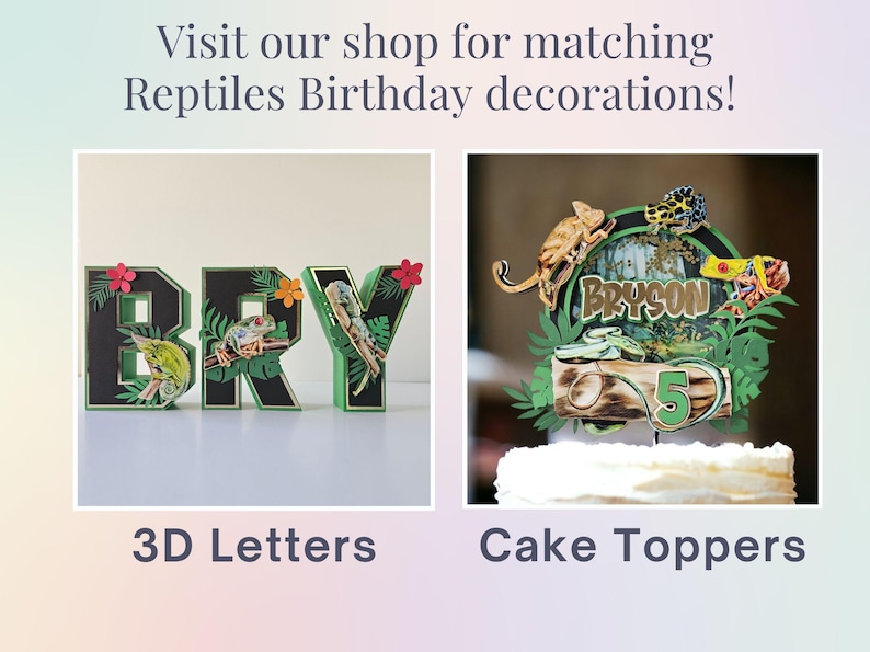Personalized 3D Number Decoration | Reptile Theme Birthday Decor ...