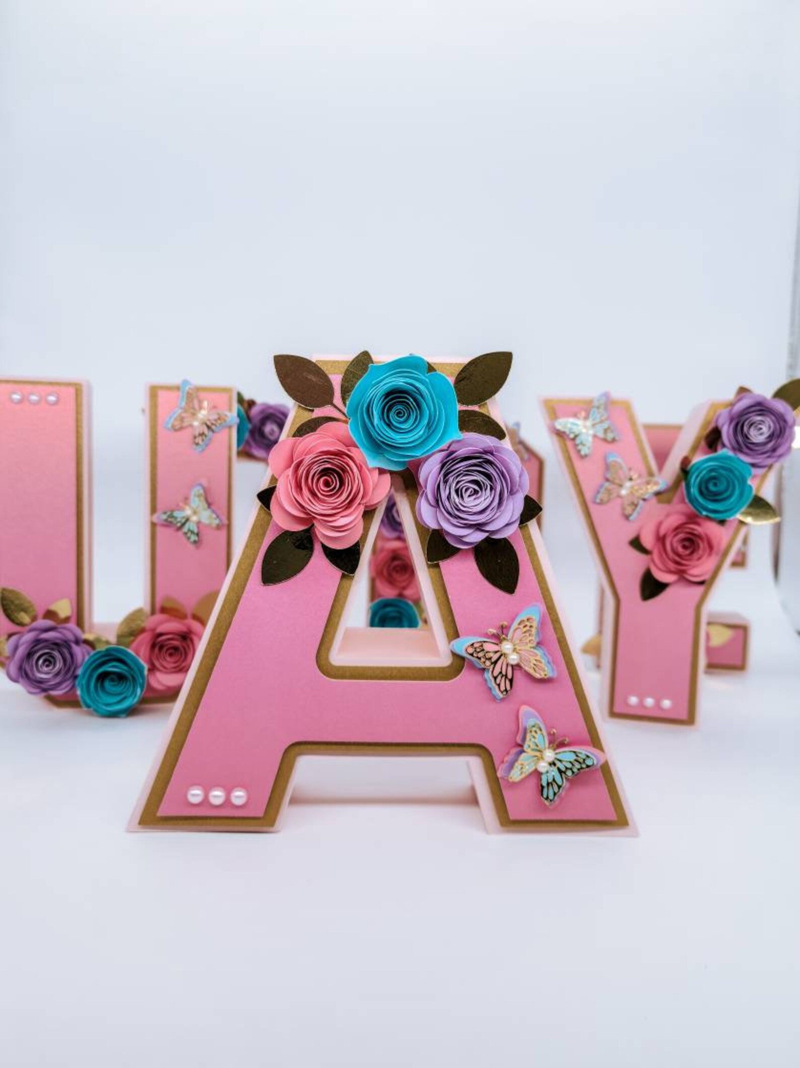 Butterfly Theme 3D Letters, First Birthday Letter, Baby Girl Letter ...