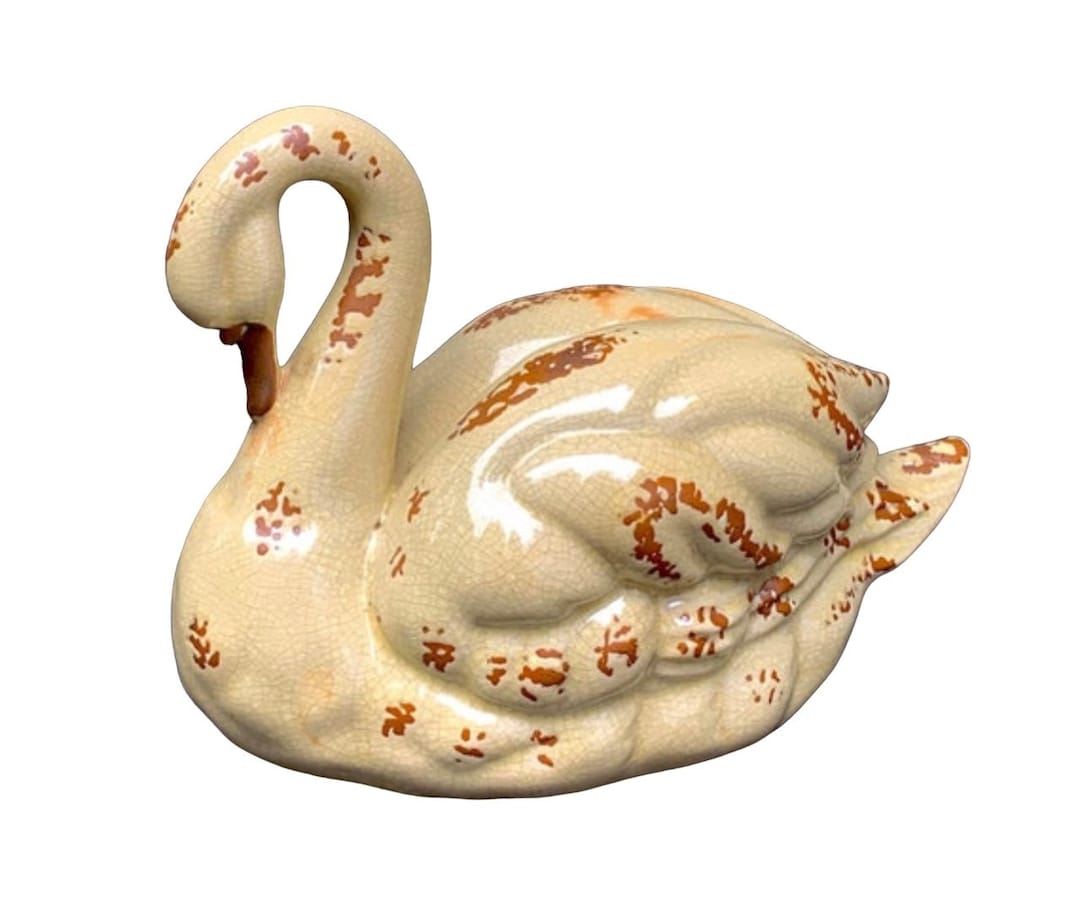 FREE SHIPPING Large Crackle Ceramic Swan - Etsy UK