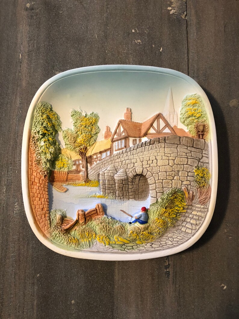 Legend Products 3D chalkware Wall Plates English Countryside | Etsy